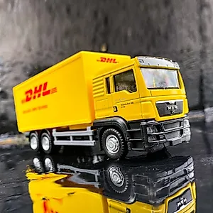 BDTCTK Compatible for DHL Container Truck Car Model Toy Cars, Zinc Alloy Die-Cast Vehicles Kid Toys for Boy Girl Gift