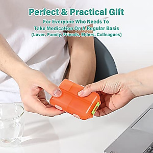 1 Pack Travel Pill Organizer w Labels & 1 Drawstring Pouch, Small 10 Compartments Pocket Pharmacy, Handy Pill Holder Box - Portable Medicine Container Case - Daily Weekly Medication Organizer - Grey