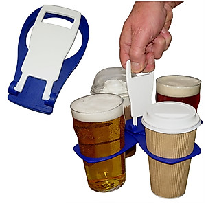 CarryAround Fold Away Cup Carrier/Caddy [Made in UK] Take-Out Coffee Soft Drink Pint Beer Beverage Holder, Sturdy Reusable Pocket Size, Festival Sports Gigs - Easy & Safe - hot Drinks, 2,3,4 Cups