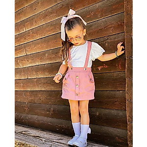 Infant Girls Summer 3Pcs Outfit Sets Ruffle Short Sleeve Ribbed Romper + Suspender Skirt + Headband (A-Pink, 6-12 Months)