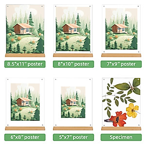 PUJIANG 8.5 x 11 Acrylic Sign Holder with Wood Base 3 Pack,Wood Sign Holder Acrylic Frame Standing Plastic Sign Holder, Double Side Flyer Holder Plexiglass Sign Holder for Store Wedding Front Desk