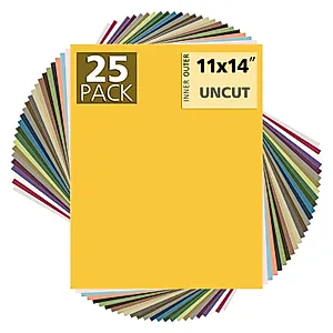 Mat Board Center, Pack of 25 11x14 Uncut Mat Boards - Assorted Colors - White Core - for Frames, Pictures, Photos, Crafts