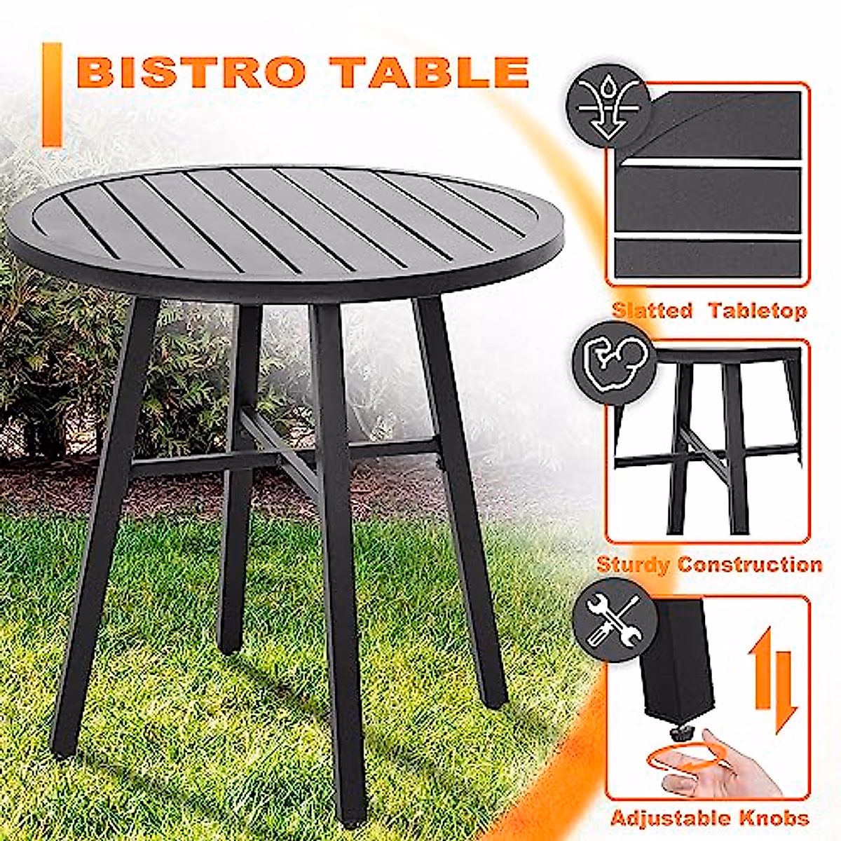 NUU GARDEN 3 Pieces Patio Furniture Set Rocking Bistro Set,Outdoor Patio Bistro Set with Round Coffee Table and 2 Swivel Rocker Chairs for Garden Balcony Backyard Poolside,Black and Beige