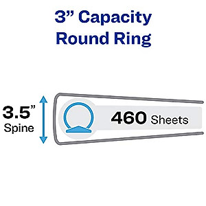 Avery 3" Economy View 3 Ring Binder, Round Ring, Holds 8.5" x 11" Paper, 1 White Binder (5741) & Plastic 8-Tab Two-Tone Binder Dividers with Two Pockets, Insertable Bright Color Big Tabs, 1 Set