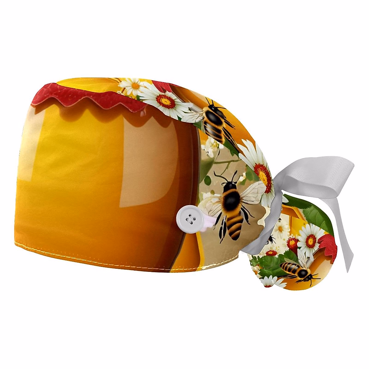 CWAGFEQZ 2-Pc Gourd-Shaped Working Cap,Fisherman Hat with Buttons and Cotton Sweatband,Honey Bee Flower
