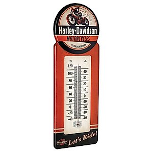 Harley-Davidson Tin Thermometer, Vintage H-D Motorcycle Metal Design HDL-10098