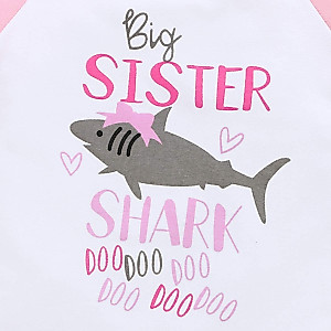 Sibling Shark Shirts for Baby Toddler Boys and Girls T-Shirt Matching Big Sister Little Brother T (2-3 Years, Big Sister Shark T-Shirt)