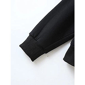 MISSACTIVER Women’s Vintage Solid Drawstring Hoodies Zip Up Oversized E-girl 90s Sweatshirt Basic Jacket With Pockets Black