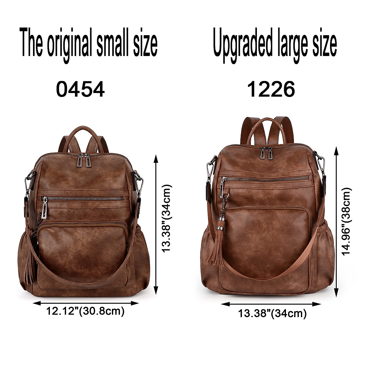 UTO Women Backpack Purse Travel Rucksack for Girls Fashion Designer Large Vegan Leather Ladies Shoulder Bag with Tassel