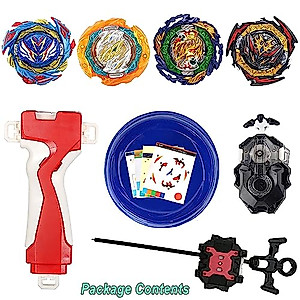 Battling Top Burst Stadium Battle Game Set,4 Spinning Tops 2 Launchers 1 Arena Combat Game,Battling Game Toys Birthday Gifts for 8-12 Boys Children Kids