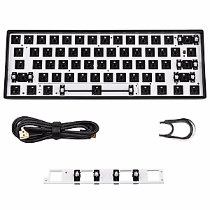 Guffercty kred GK61X PCB Plate Case 60% Keyboard Custom Hot Swappable RGB Keyboard DIY Kit Wired Tyce-C for 3/5 Pin Switch (GK61X White)