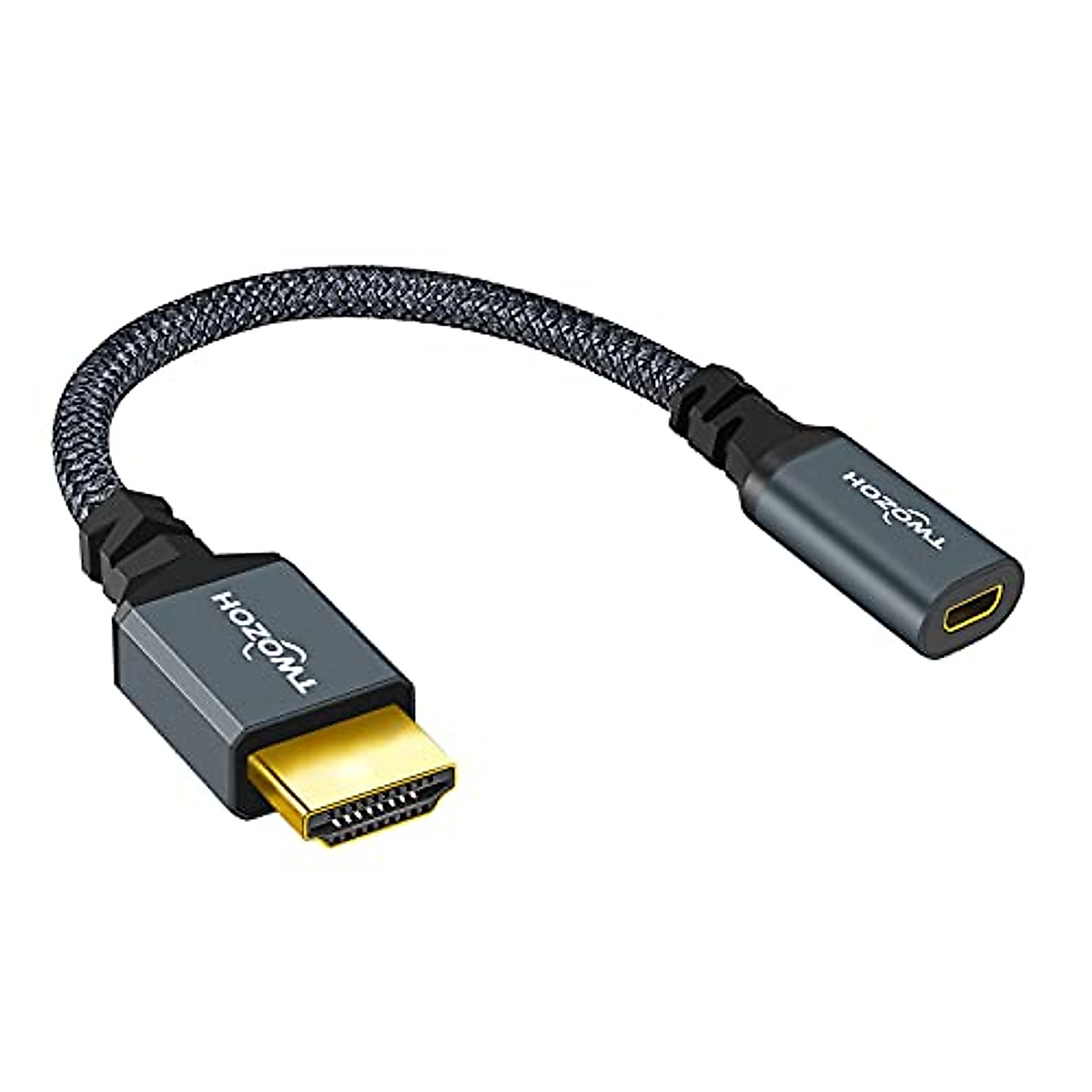 Twozoh Full Size HDMI to Micro HDMI Female Adapter Cable, Micro HDMI Socket to HDMI Adapter Cable Support 3D/4K 1080p.(20CM/0.6FT)