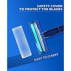 Disposable Razors for Men, 50 Count Men Razora for Shaving with Lubricating Strips, Twin Hypoallergenic Stainless-Steel Travel Razor for Men Sensitive Skin Blue