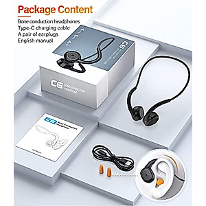 PTYOO Bone Conduction Headphones, Open-Ear Bluetooth 5.3 Headphones with Microphone, Sweat Resistant Sports Earbuds Wireless Earphone for Running Workout Cycling