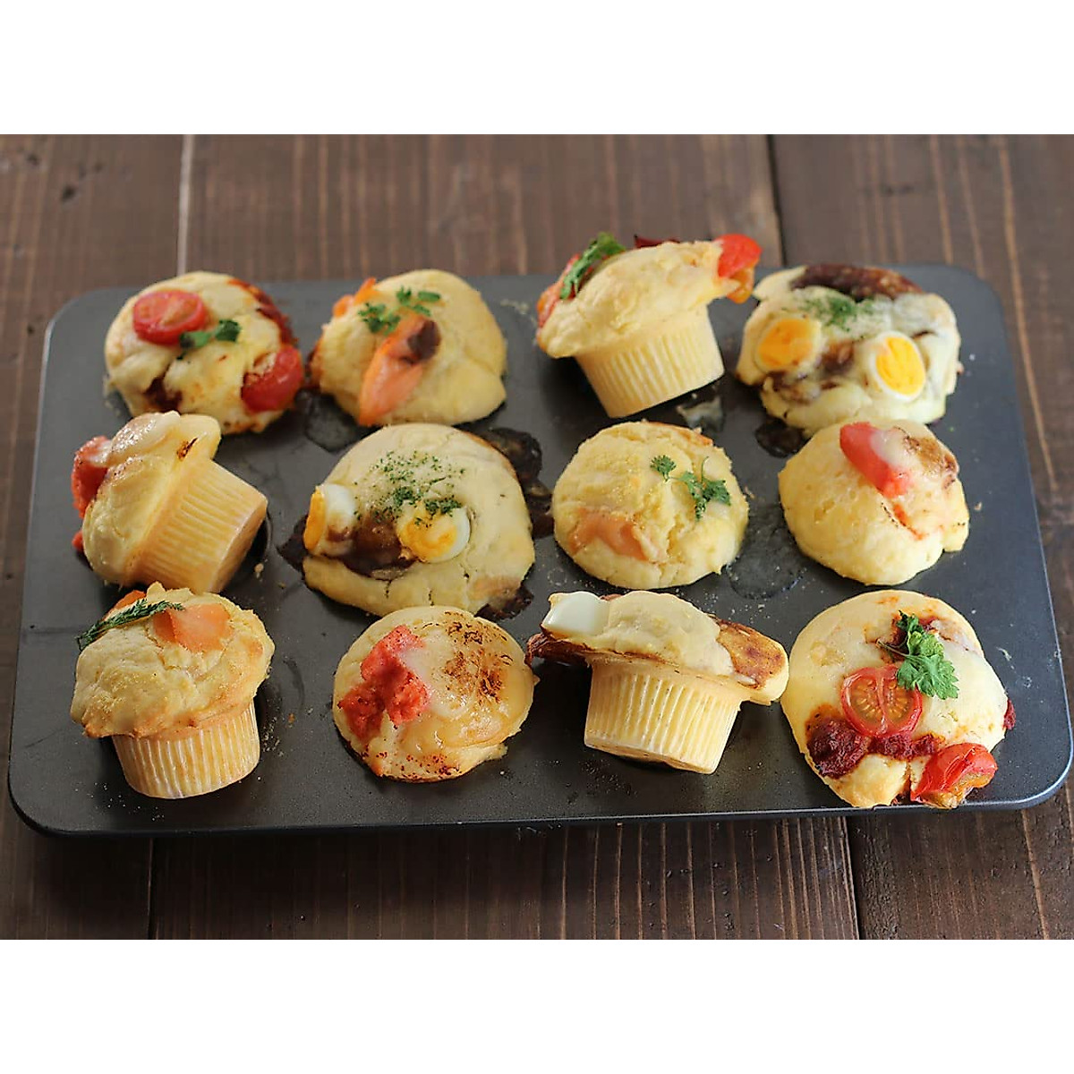 Elesinsoz 12 Cup Mini Small Muffin Cupcake Pan for Toaster Oven Air Fryer Nonstick Tiny Cake Quiche Cheesecake Tart Baking Tin Tray Bakeware Mold