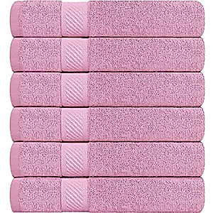 Utopia Towels 6 Pack Medium Bath Towel Set, 100% Ring Spun Cotton (24 x 48 Inches) Medium Lightweight and Highly Absorbent Quick Drying Towels, Premium Towels for Hotel, Spa and Bathroom (Pink)