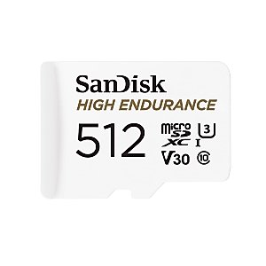 SanDisk 512GB High Endurance Video microSDXC Card with Adapter for Dash Cam and Home Monitoring Systems - C10, U3, V30, 4K UHD, Micro SD Card - SDSQQNR-512G-GN6IA