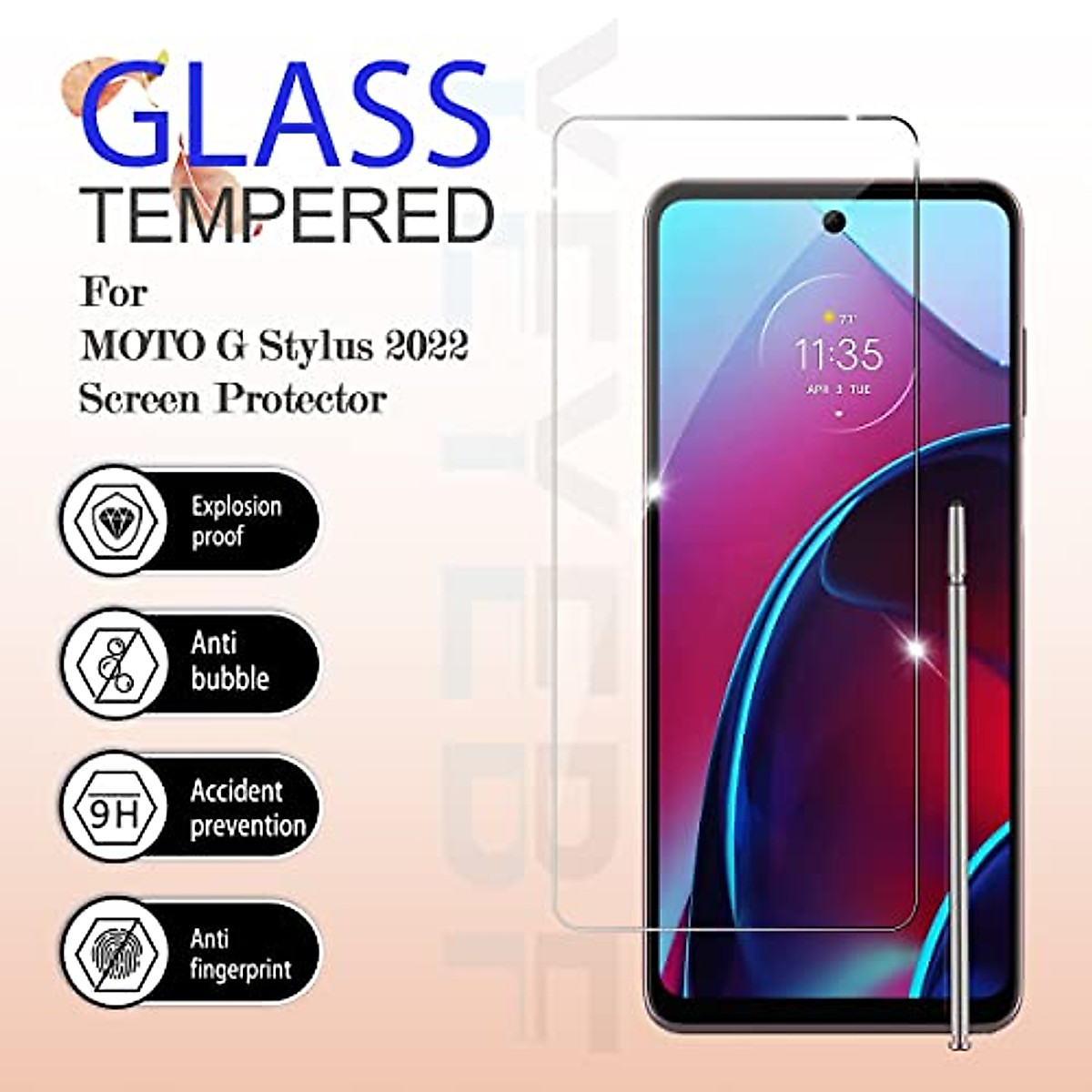 Moto G Stylus 2022 4G/5G Tempered Glass Screen Protector By YEYEBF, [ 2 Pack] [Anti-scratch] [3D Glass] [Case-Friendly] Screen Protector