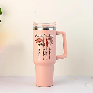 Personalized Birth Month Flower with Kid's Names 40oz Mom Tumbler, Mother's Day Unique Gift 2025, Gift for Grandma, Mother's Tumbler Custom Colors, Personalized Mom Gifts 1