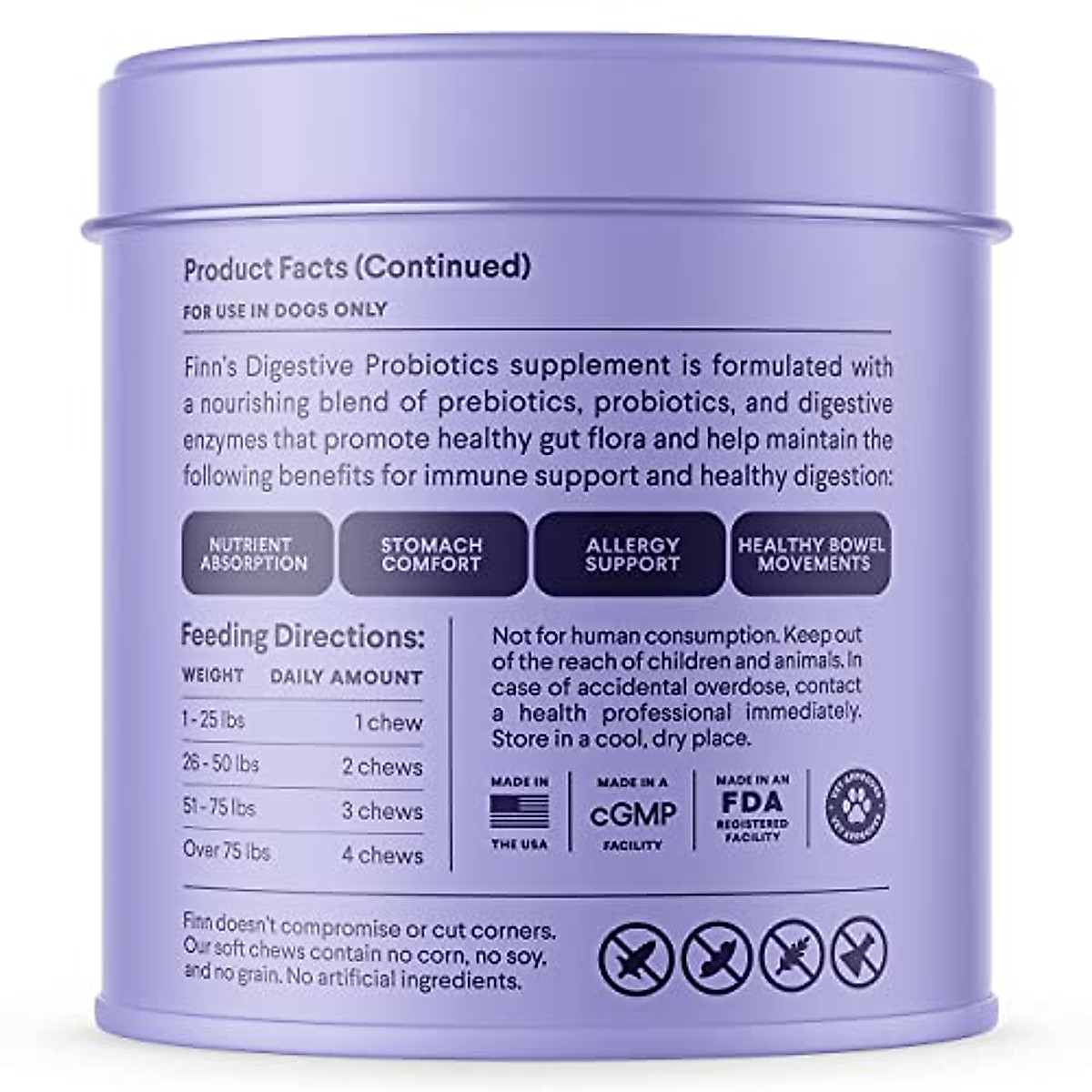 Finn Digestive Probiotics for Dogs - Complete Digestive System Support with Pumpkin, Prebiotics, & Live Probiotics - Vet Recommended & Made in The USA - 90 Soft Chews