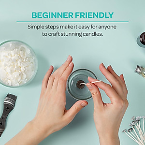 Hearts & Crafts Natural Soy Candle Wax and Candle Making Wax Supplies - 10 lbs Soy Wax for Candle Making - 100 6-Inch Pre-Waxed Candle Wicks - 2 Metal Centering Devices - 10 Pounds Soy Wax Flakes