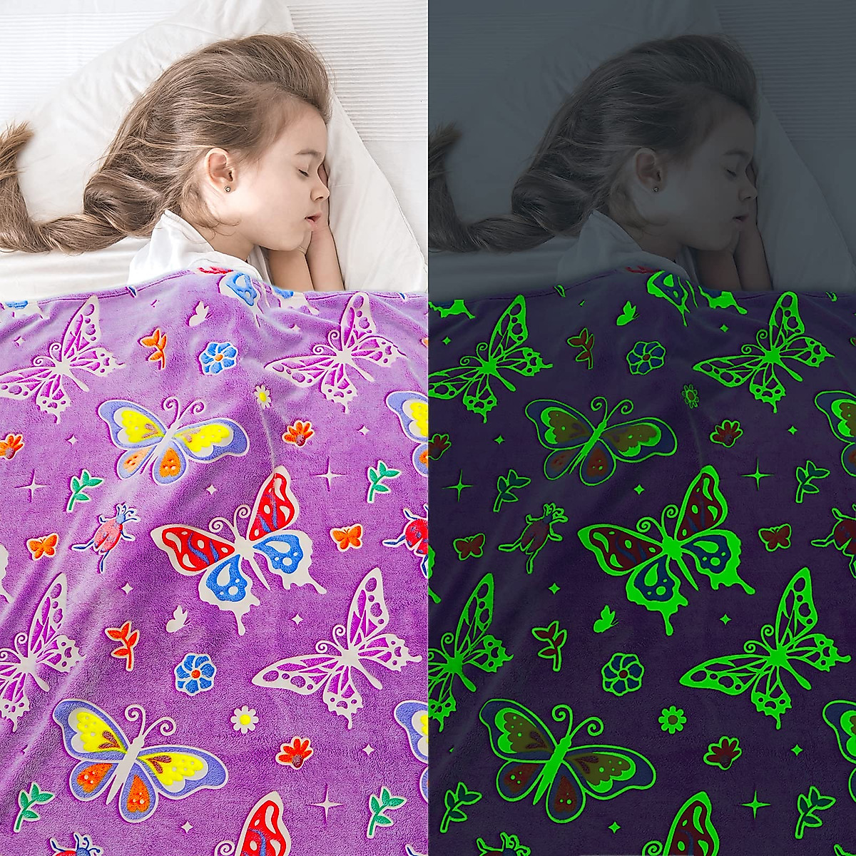 Gdindff Glow in The Dark Blanket Butterfly Gifts Toys for Girls Women Butterfly Blankets for Birthday Gifts for Kids
