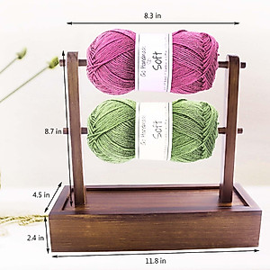 Viredelo Yarn Holder Dispenser for Crocheting,Crochet Yarn Holder with Storage Box,Twizzter Portable Yarn Holder,Yarn Holder for Crocheting,Handmade Wood Yarn Dispenser,Yarn Ball Holder,Walnut