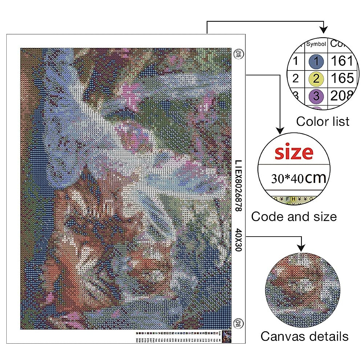 Mingming Diamond Painting Fairy and Tiger Angel DIY 5D Full Drill Round for Beginners Fantasy Forest Art Kit Crafts Adults Kits Accessories Dot Paint Gem Numbers 12X16in