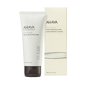 AHAVA Time To Clear Facial Mud Exfoliator - Gentle mud-based scrub to purify, exfoliate & fresh the skin, unveils radiant, boosts skincare absorption, with Osmoter, Vitamin E & Dead Sea Mud, 3.4 Fl.Oz