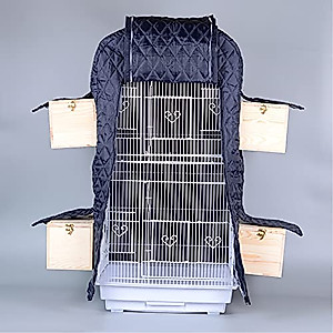 Universal Bird Cage Cover Good Night Cocktail Cage Cover Black-Out Pets Birds Parrot Cage Cover Shade Windproof Light-Proof Sleep Reduces Distractions Double Zipper Breathable Cloth Without Cage
