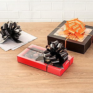 Restaurantware Gift Tek 5.5 Inch Ribbon Pull Bows 10 Satin Pull Bows - 20 Loops Instant Pull Design Black Plastic Flower Bows For Gifts Large For Wedding Baskets And Gift Wrapping