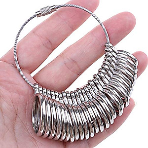 Jewelry Sizers Stainless Iron Ring Sizer Finger Ring Sizing Measuring Tool Ring Sizer Gauge Set Circle Models with Plastic Ring Sizer Belt