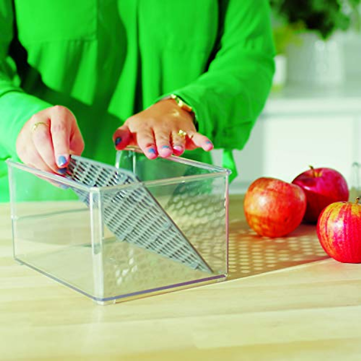 Spectrum Hexa in-Fridge Large Refrigerator Organizer Bin for Storage and Organization of Fruit Vegetables Produce and More, 8.5 x 4 x 4.25