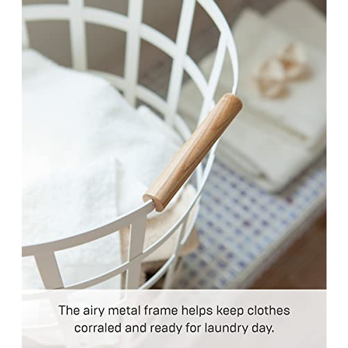 YAMAZAKI home Tosca Round Laundry Basket White,