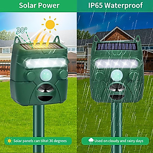 2Pack Ultrasonic Animal Repellent Outdoor Solar Animal Repeller with Motion Sensor&LED Strobe Light Cat Repellent Outdoor Deer Repellent Devices Waterproof Skunk Repellent for Yard Garden (2), GREEN