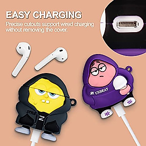 [3Pack] Case for Airpods 2/1 Cute 3D Cartoon Character Funny Anime for AirPod 2nd/1st Generation Case Shockproof Silicone Protective Cover for Airpods 1&2 Gen with Keychain Women Men Teenagers