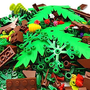 ZHX Garden Park Building Block Parts Botanical Scenery Accessories Plant Set Building Bricks Toy Trees Flowers Compatible All Major Brands (Without Baseplate)