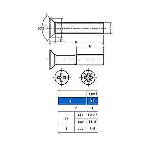 binifiMux 100pcs Flat Phillips Head M6 x 8mm/ 10mm/ 12mm/ 14mm/ 16mm 304 Stainless Steel Screws Kit