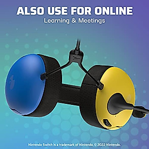 PDP Gaming LVL40 Stereo Headset with Mic for Nintendo Switch - PC, iPad, Mac, Laptop Compatible - Noise Cancelling Microphone, Lightweight, Soft Comfort On Ear Headphones, 3.5mm jack - Yellow & Blue