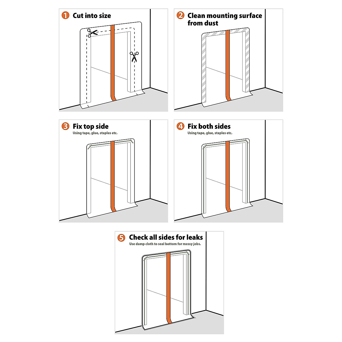 Professional Zipper Door, Dust Protection Wall, Barrier for Dust Containment - Heavy-Duty Construction Access Door - Plastic Sheeting Temporary Door, Zipper Barrier Room Seal - Reusable Doorway