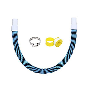 Swimming Pool Vacuum Hose 1 1/2" Pool Filter Hose for Above Ground and Inground Pools with Hose Clamp Kink-Free Swivel Cuff PTFE Tape, Swimming Pool Replacement Hose, 3FT (2 set)