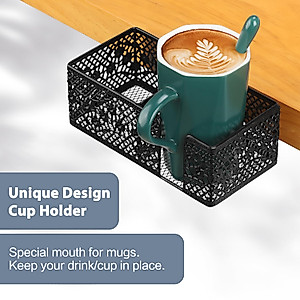 Aurynns Desk Organizer Clip on Desk Cup Holder Pencil Holder for Desk Storage Beverages Phone Holder Desk Organizer and Accessories Office School Home