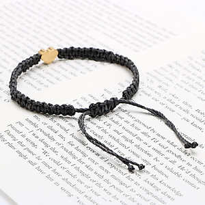 JoycuFF Heart Initial Bracelets for Women Gifts - Initial C Letters Bracelet Handmade Rope Braided