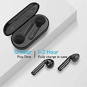 True Wireless TWS 5.0 Bluetooth Bass Sound Earbuds 12H Playtime Touch Control Bluetooth Headphones (Black)