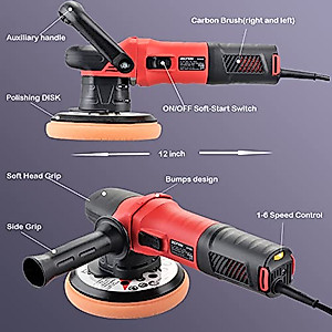 ZOTA Dual Action Polisher, 6 inch Car Polisher with 6 Variable Speed, 750W Ramdom Orbital Polisher Buffer for Car Detailing /DA Polisher.