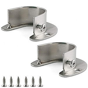 E-outstanding 2 Pcs U-Shaped Wardrobe Bracket Stainless Steel Closet Rod End Supports Closet Pole Sockets Flange Rod Holder with 6 Screws, 33mm
