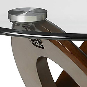 Furniture of America Xenda Modern Oval Glass Top X-Shaped Base for Living Room, Bedroom, Home Office, 26-inch, End Table - Brown