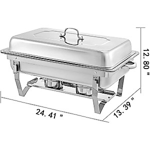 UZOURI Stainless Steel Chafing Dish Sets 2 Pieces, Chafing Dish Set Food Warmer Buffet with Folding Frame Food Pans, for Catering Buffet Warmer Tray Dining(Size:Single Grid) (Single Grid)