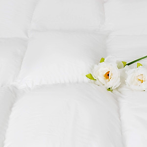 SUPER DEAL Plush Soft 2 Inch Cool & Fresh Fiberbed Queen Mattress Cover Mattress Pad Mattress Topper Overfilled Down Alternative Fiber Pillow Top Featherbed