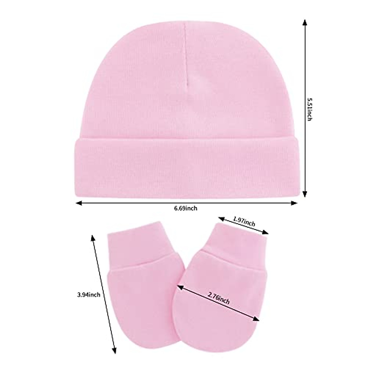 Zando Baby Hats and Mittens Unisex Infant Beanie Caps Newborn Hospital Hat with Scratch Mitten Set 4 Pack 6